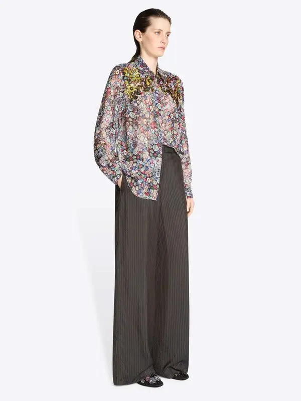 Dries Van Noten Camicia Aderente In Viscosa Ricamata