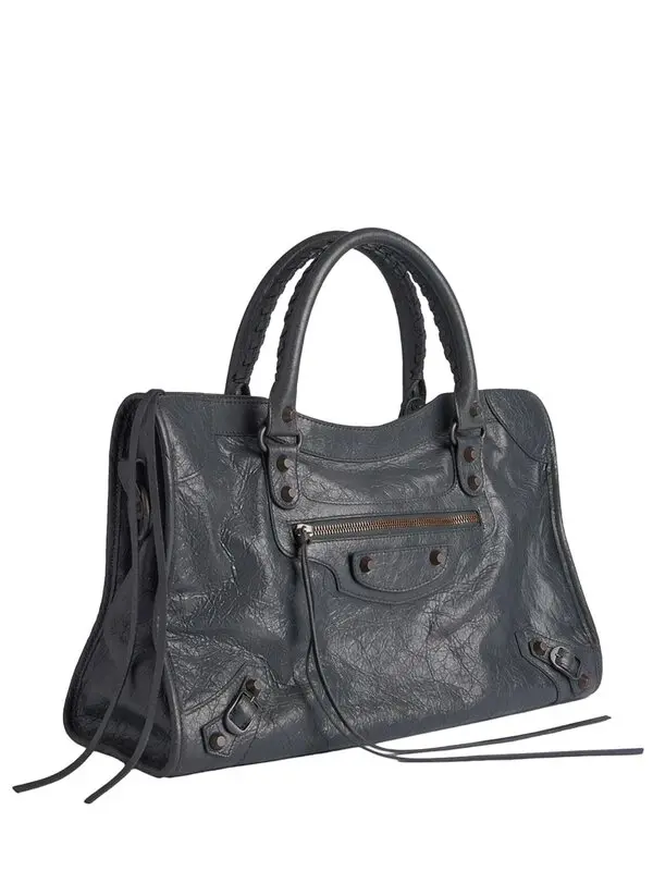 Balenciaga Le City Medium Bag In Arena Leather - Gray