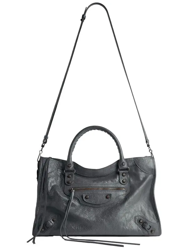 Balenciaga Le City Medium Bag In Arena Leather - Gray