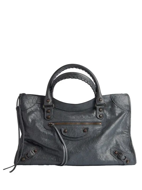 Balenciaga Le City Medium Bag In Arena Leather - Gray