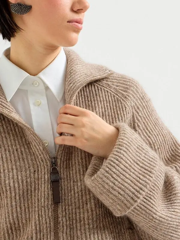 Brunello Cucinelli Rubbed Cardigan With Monili