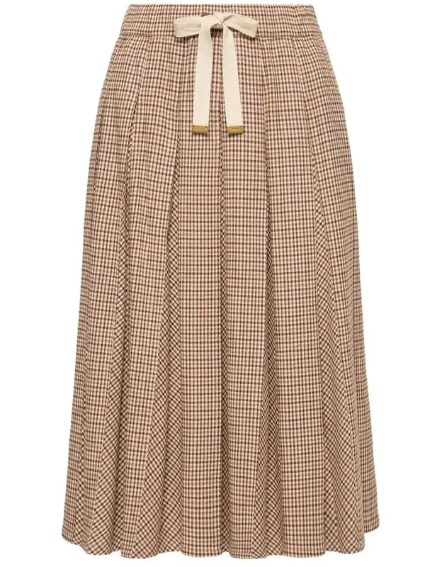 Moncler Microcheck Midi Wool Skirt