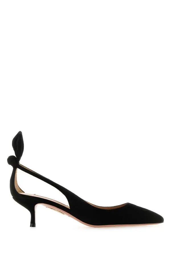 AQUAZZURA Suede Bow Tie 50 Pumps - Black