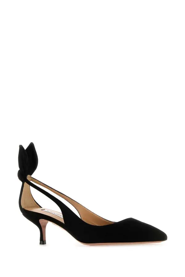 AQUAZZURA Suede Bow Tie 50 Pumps - Black