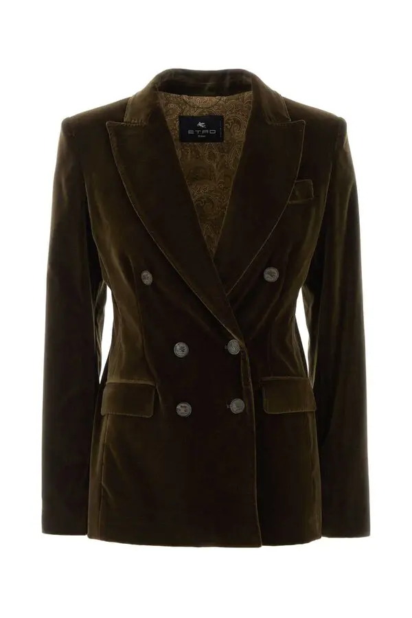 Etro Mud Stretch Velvet Blazer