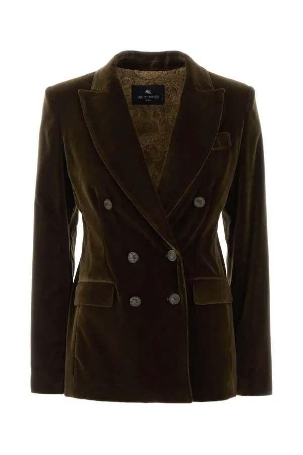 Etro Mud Stretch Velvet Blazer - Brown