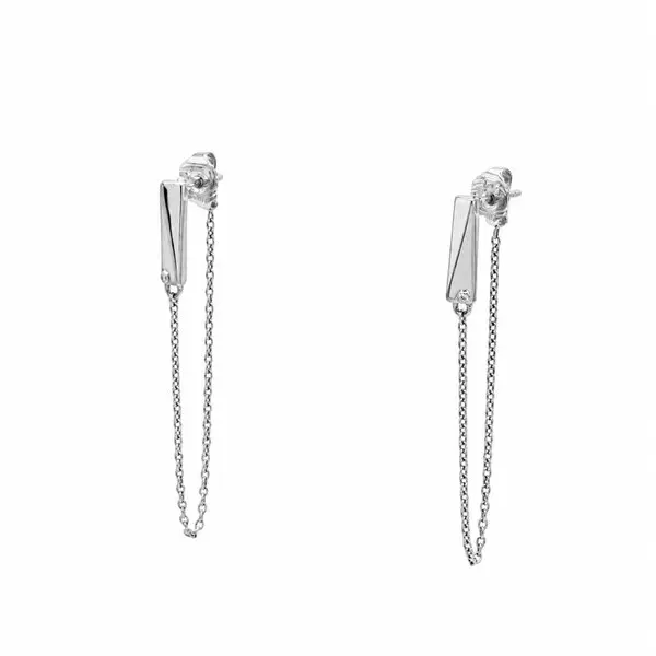 CIER Flex Diamond Chain Earrings - Silver