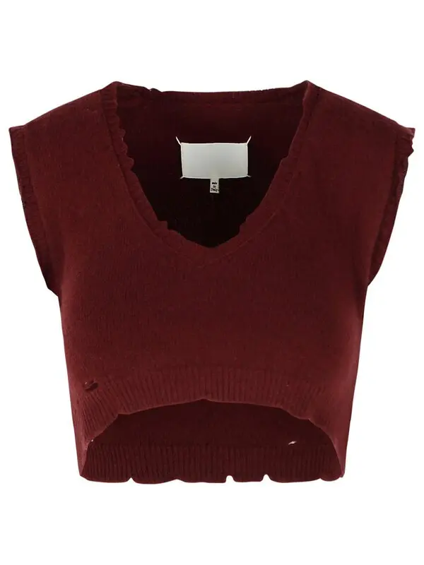 MAISON MARGIELA Burgundy Virgin Wool Vest - Multicolor