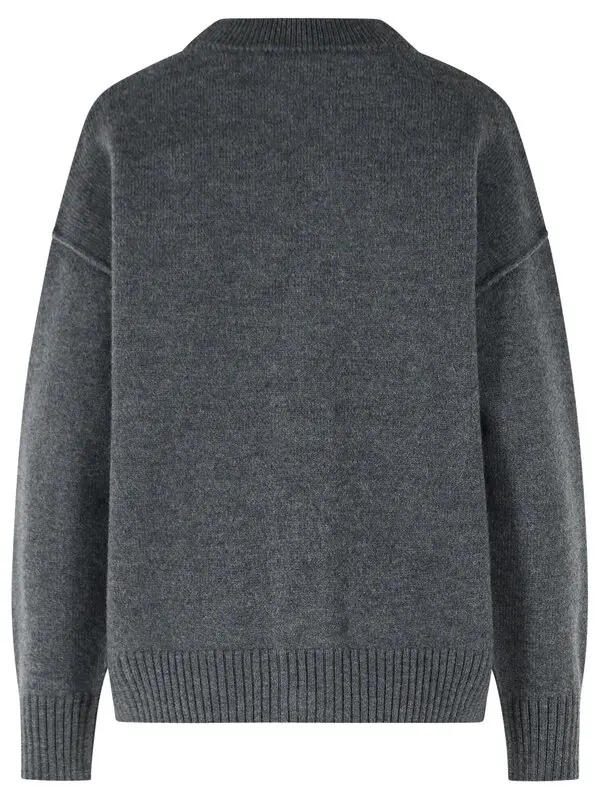 AMI Paris De Cœur' Grey Wool Cardigan