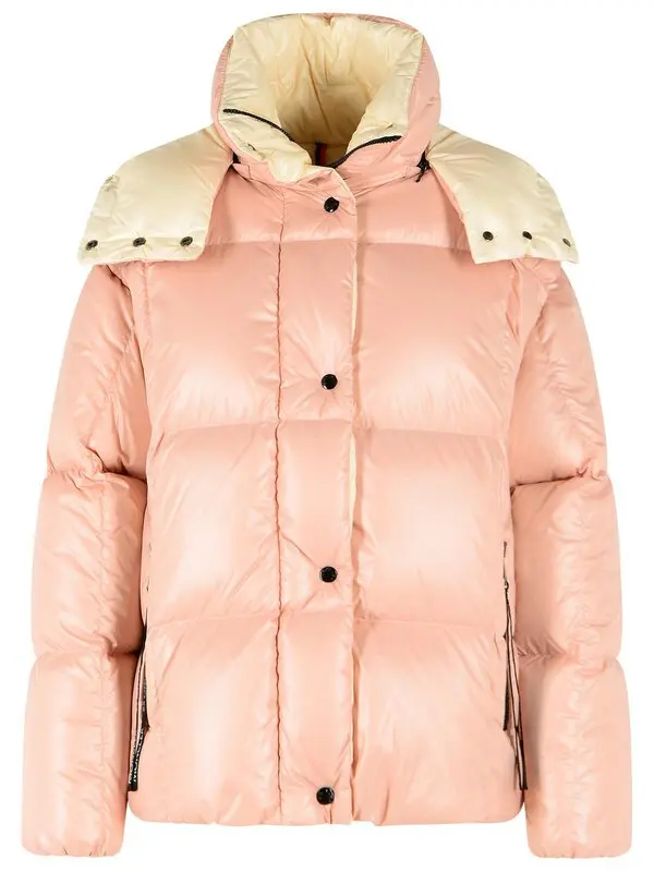Moncler Parana' Short Light Laqué Nylon Down Jacket - Pink