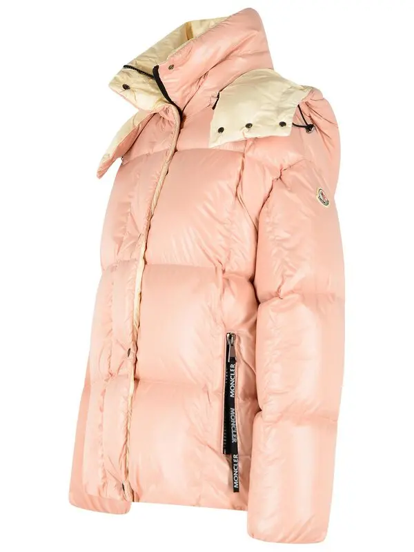 Moncler Parana' Short Light Laqué Nylon Down Jacket - Pink