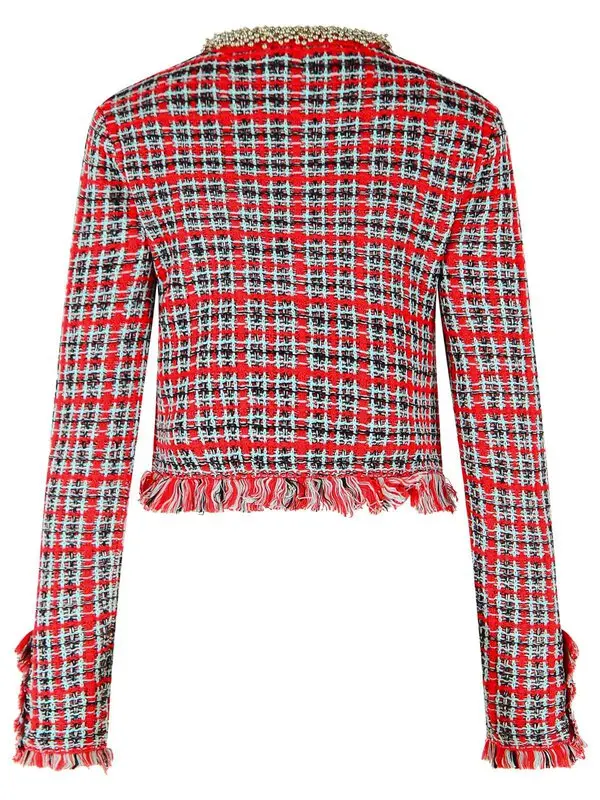 SELF-PORTRAIT Cotton Blend Jacket - Red