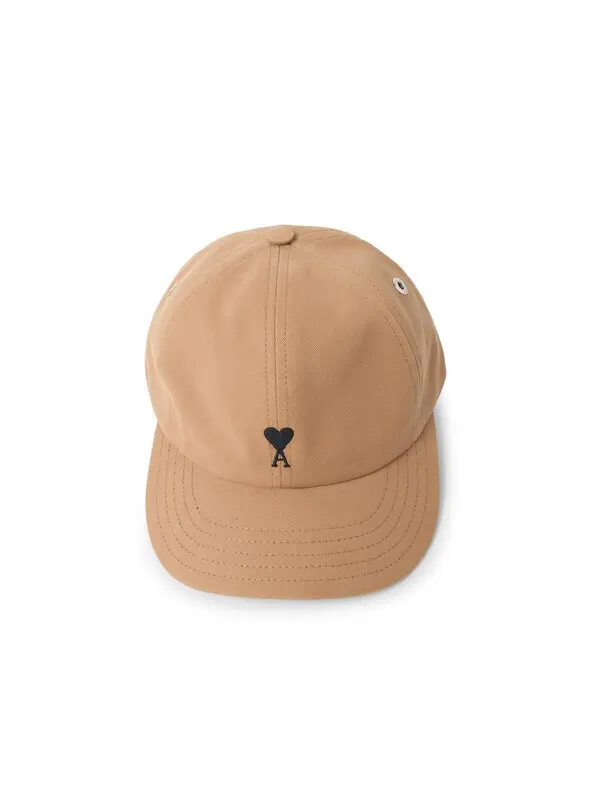 AMI Paris De Cœur' Cap In Mastic Beige Cotton - Cream