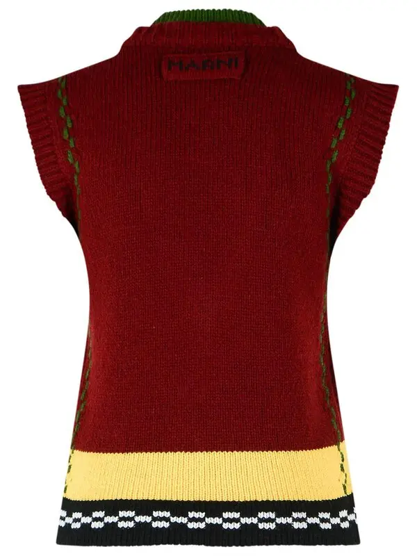 Marni Brown Wool Vest - Multicolor