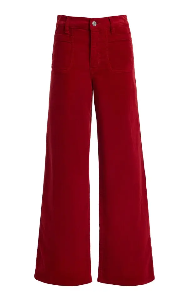 FRAME Le Slim Corduroy Mid-rise Modernist Palazzo Jeans - Red