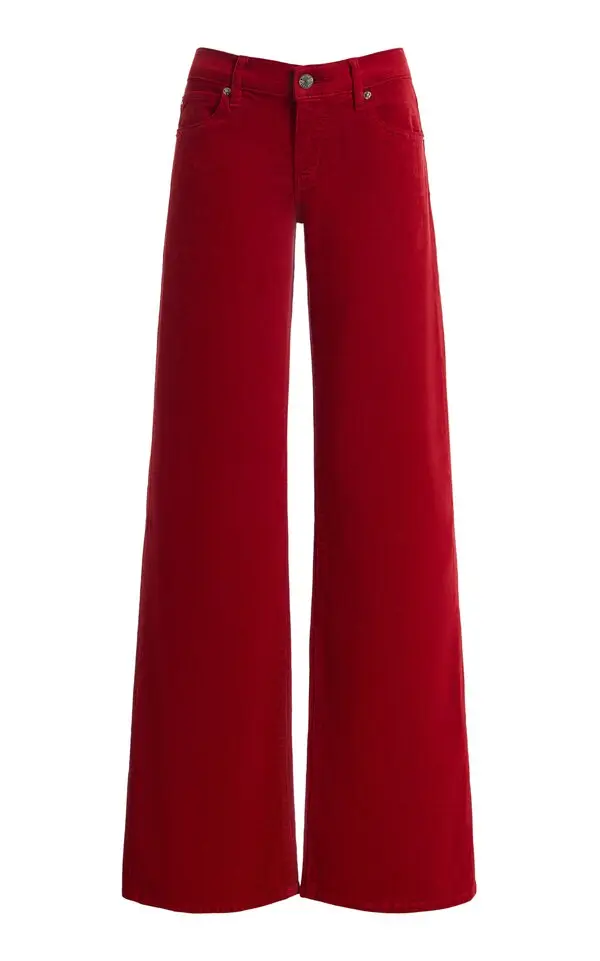 FRAME Le Slim Palazzo Modernist Pocket Corduroy Jeans - Red