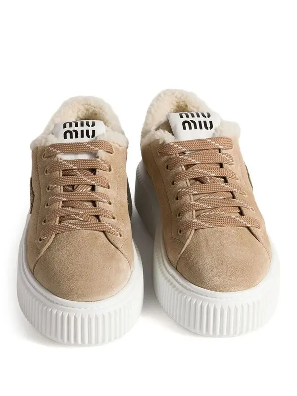 Miu Miu Sneakers In Pelle Scamosciata E Montone