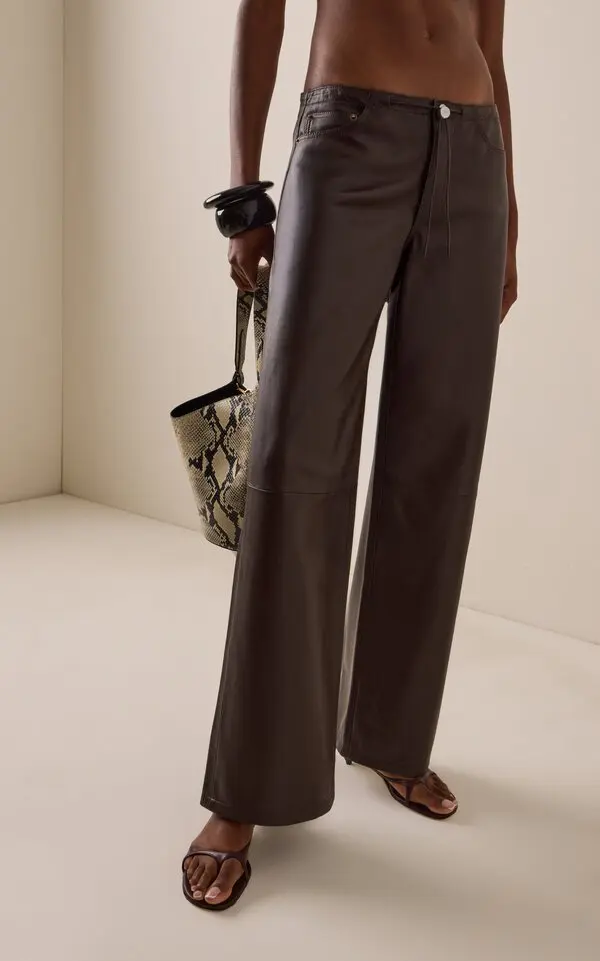 Still Here Cool Low-rise Leather Wide-leg Pants