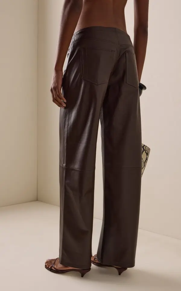 Still Here Cool Low-rise Leather Wide-leg Pants