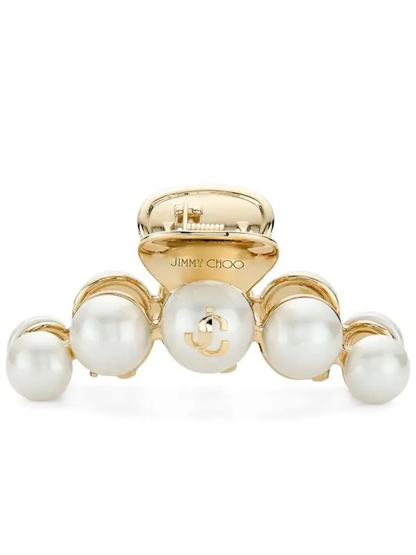 JIMMY CHOO Gold-finish Pearl Claw Hair Clip - Silver