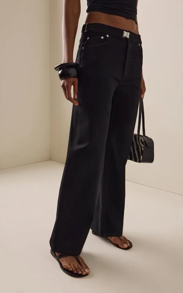 Still Here Buckle Rigid Mid-rise Wide-leg Jeans