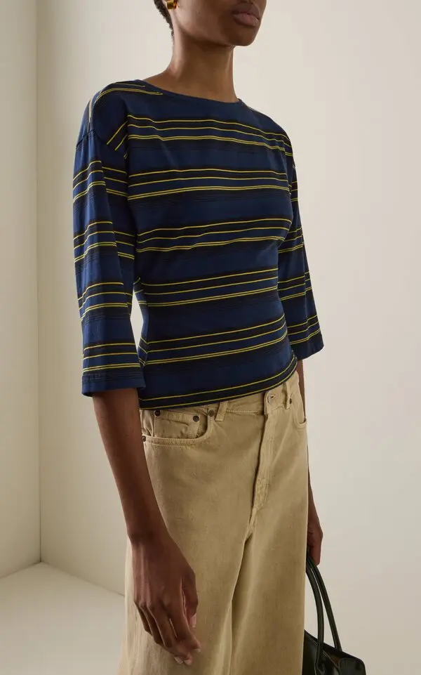 EB DENIM Douglas Striped Stretch-cotton Top
