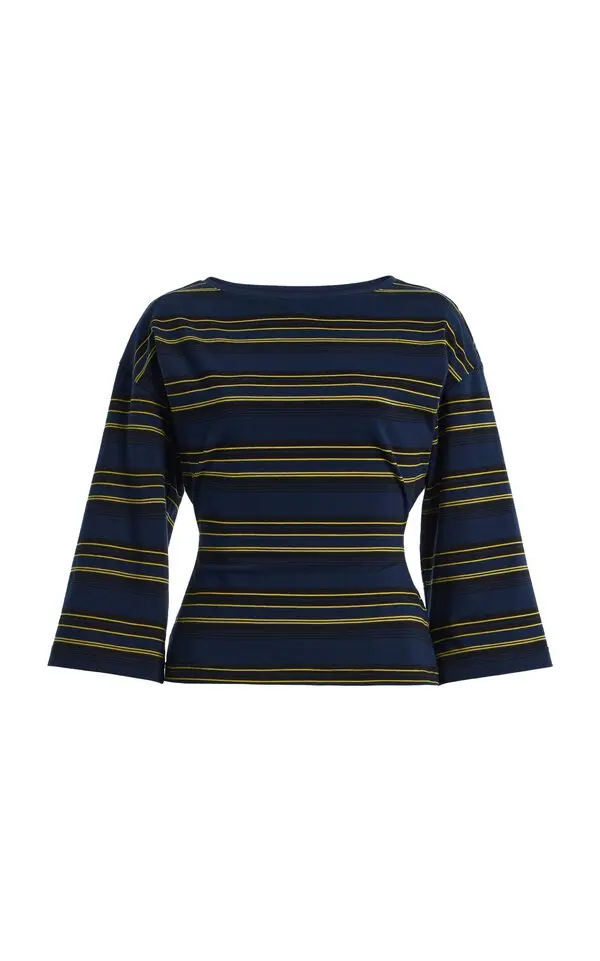 EB DENIM Douglas Striped Stretch-cotton Top - Navy