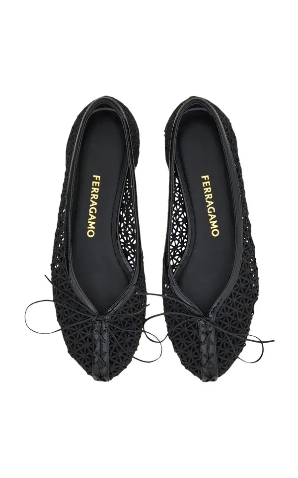 FERRAGAMO Sammy Lace Ballet Flats - Black
