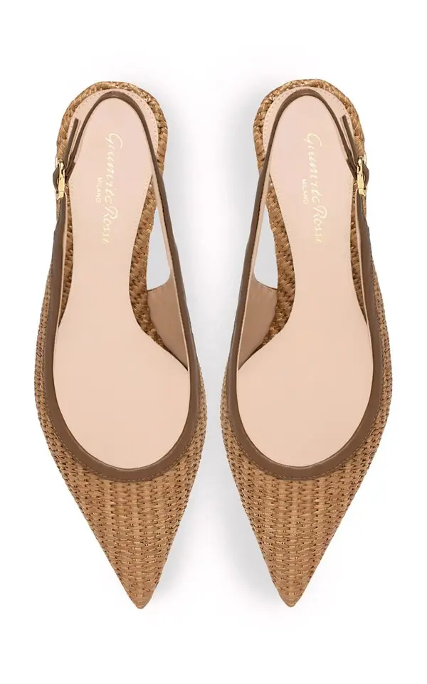 GIANVITO ROSSI Minorca Raffia And Leather Slingback - Brown