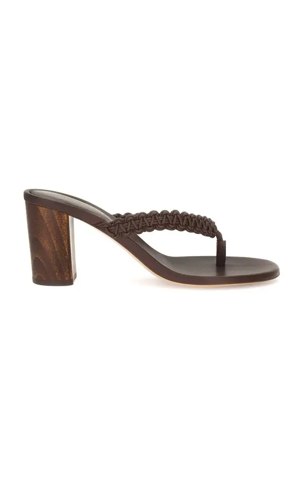 GIANVITO ROSSI Leather Braided Ubud Thong - Brown