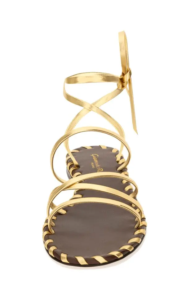 GIANVITO ROSSI Zaira 05 Metallic Leather Sandals