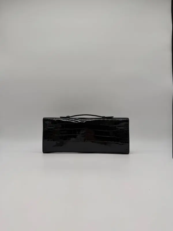 Hermès Kelly Cut Shiny Porosus Palladium Hardware