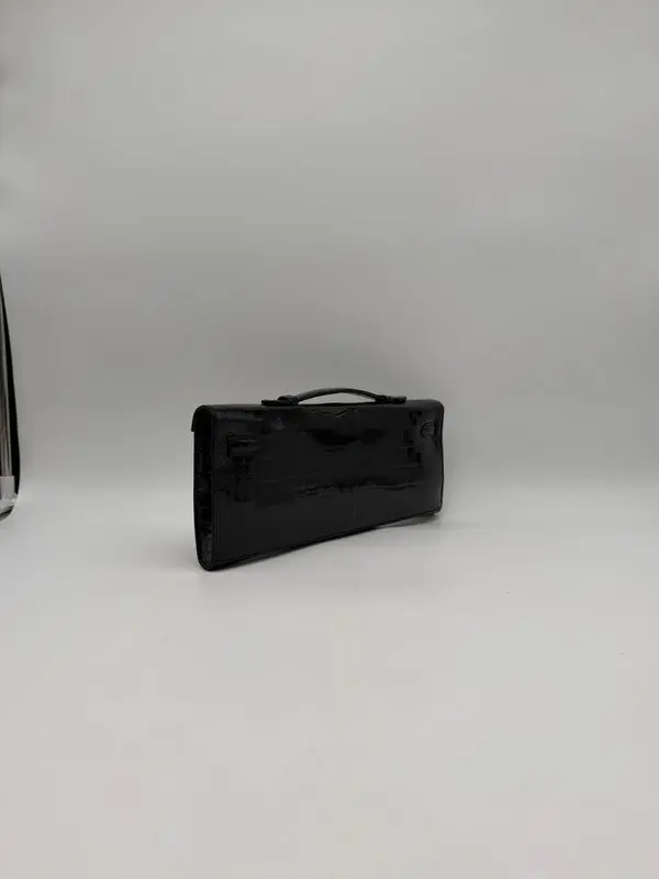 Hermès Kelly Cut Shiny Porosus Palladium Hardware