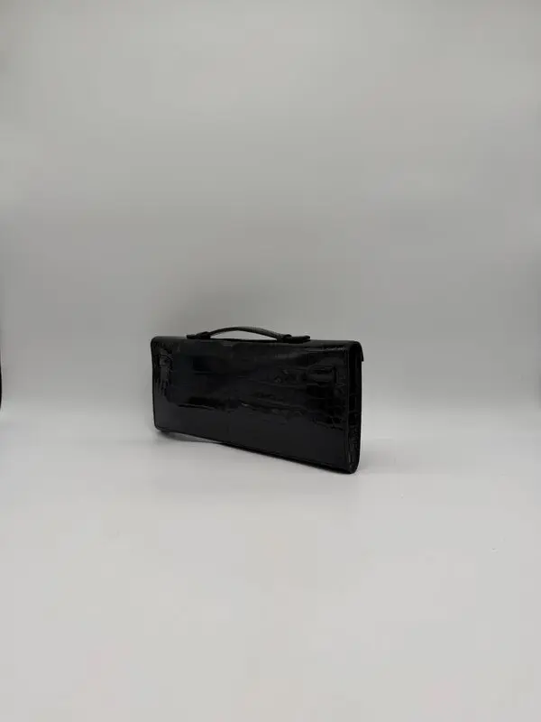 Hermès Kelly Cut Shiny Porosus Palladium Hardware