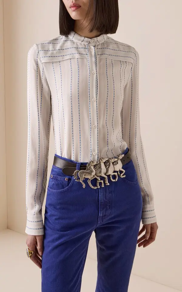 Chloé Embroidered Silk-blend Shirt