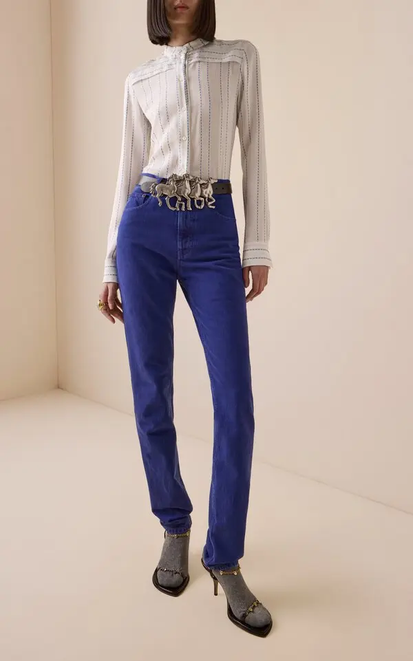 Chloé Embroidered Silk-blend Shirt