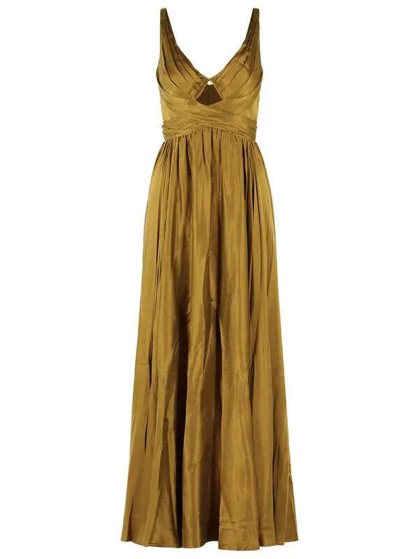 Zimmermann Maxi 'draped' Olive Silk Dress