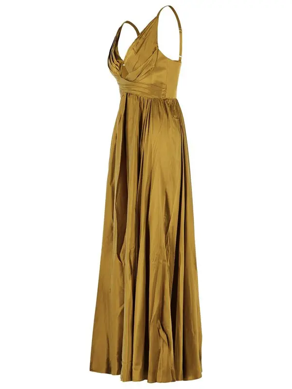 Zimmermann Maxi 'draped' Olive Silk Dress