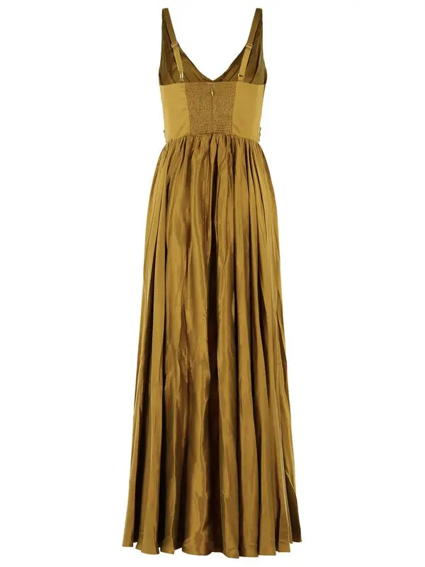 Zimmermann Maxi 'draped' Olive Silk Dress - Green