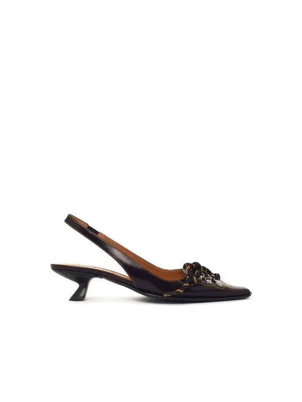 Marni Brown Leather Slingbacks