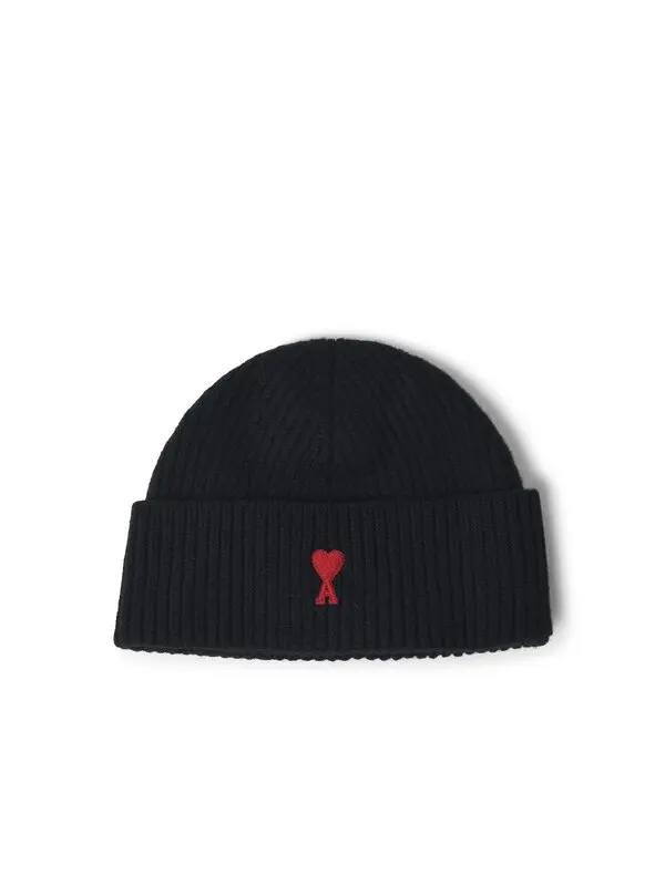 AMI Paris De Cœur' Cotton Beanie - Black