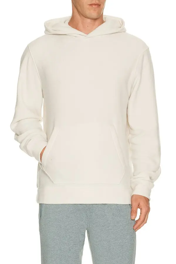 Vuori Beach Fleece Pullover Hoodie In Cream - Bone Heather