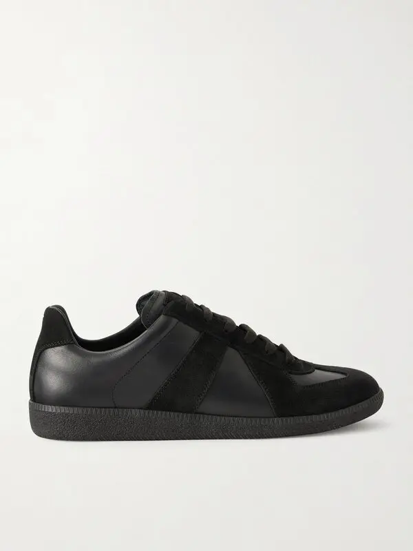 MAISON MARGIELA Replica Leather And Suede Sneakers - Black