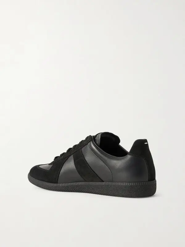 MAISON MARGIELA Replica Leather And Suede Sneakers - Black