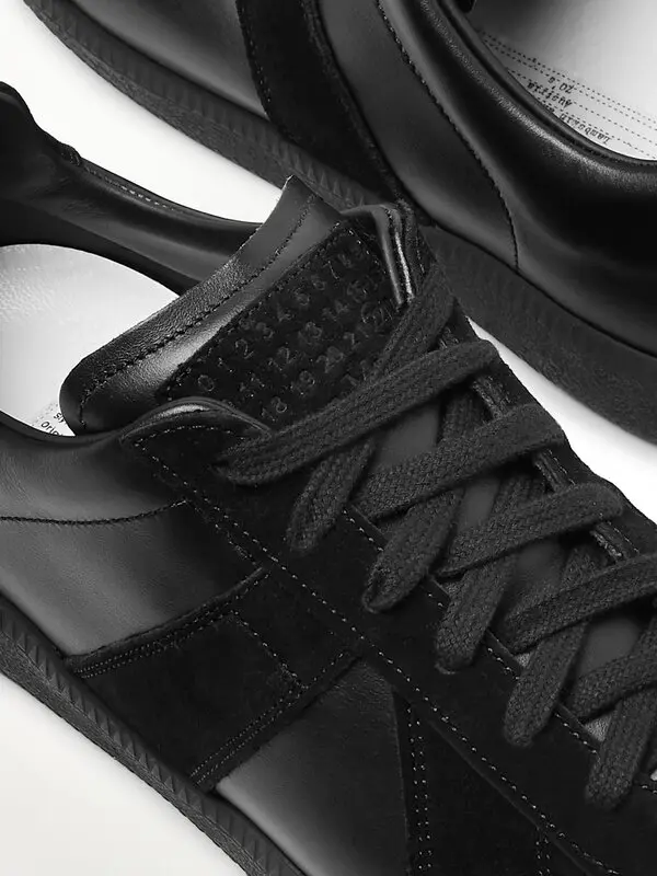 MAISON MARGIELA Replica Leather And Suede Sneakers - Black