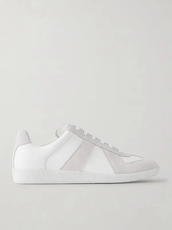 MAISON MARGIELA Replica Leather And Suede Sneakers - Neutrals