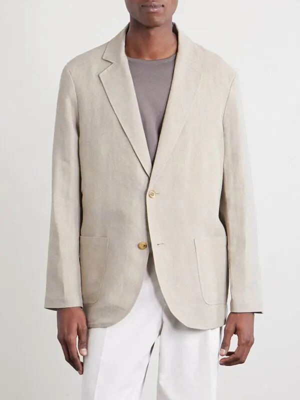 De Bonne Facture Writer's Unstructured Linen Suit Jacket