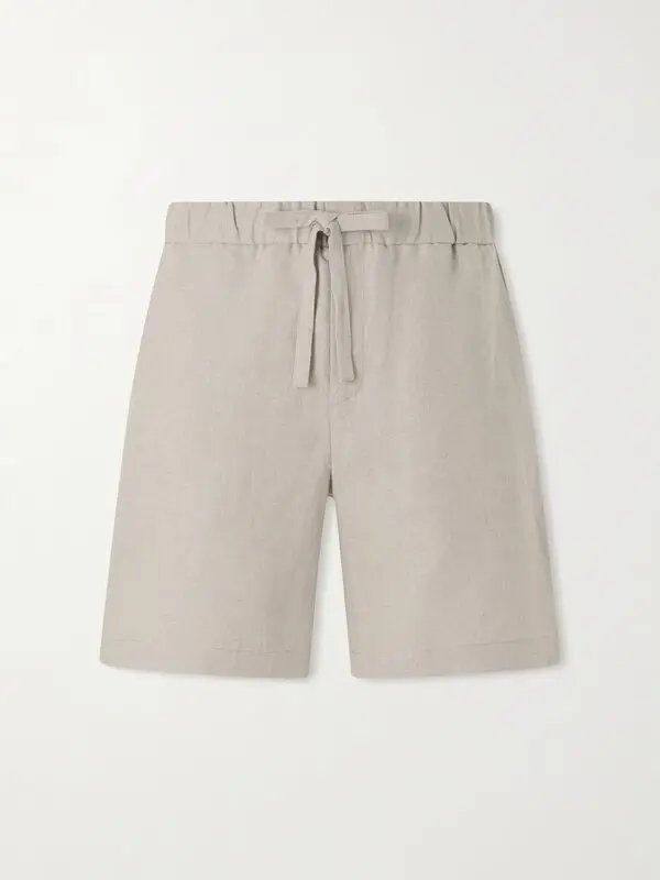 De Bonne Facture Traveler Straight-leg Linen Shorts - Neutrals