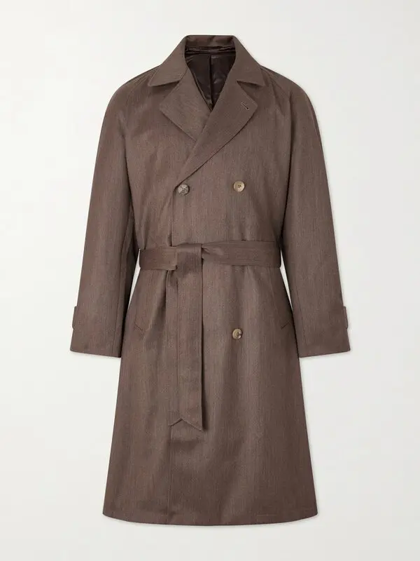 De Bonne Facture Grandad Double-breasted Wool And Cotton-blend Coat