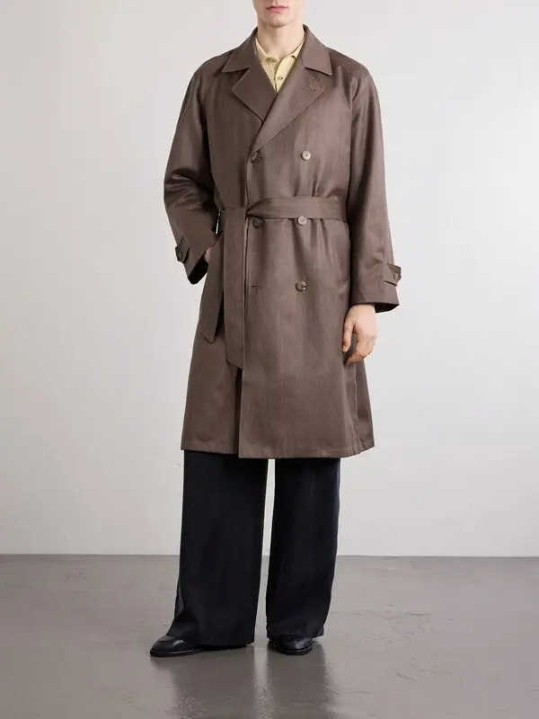 De Bonne Facture Grandad Double-breasted Wool And Cotton-blend Coat